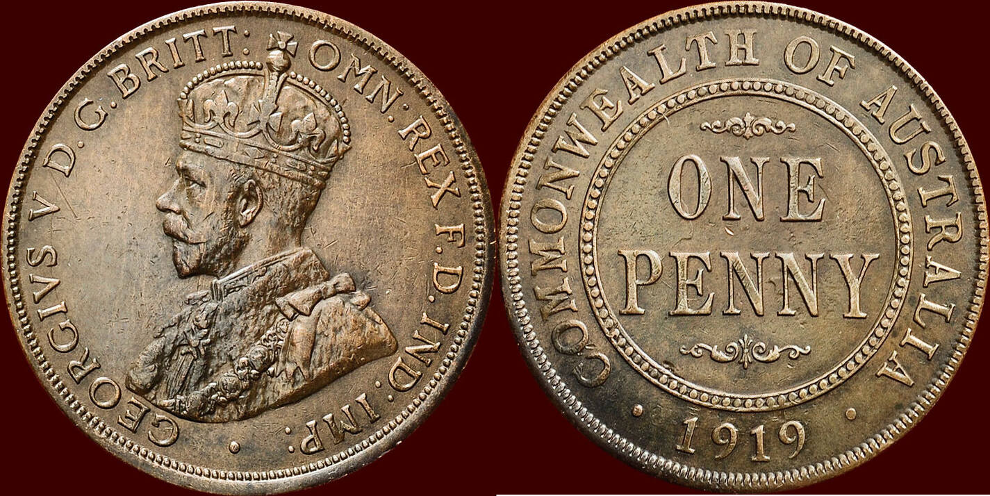 1 Penny AUSTRALIA - GEORGE V, 1910-1936 - 1919, Melbourne xf- | MA-Shops