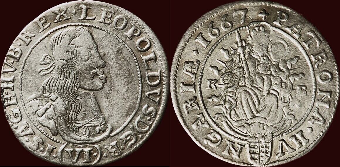 HABSBURG EMPIRE - HUNGARY - LEOPOLD I, 1657-1705 - 6 Kreuzer 1667 KB, Kremnitz vf- | MA-Shops