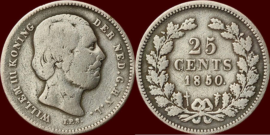 Koninkrijk der Nederlanden 25 Cents 1850 NEDERLAND (NETHERLANDS, KINGDOM) - WILLEM III, 1849 ...