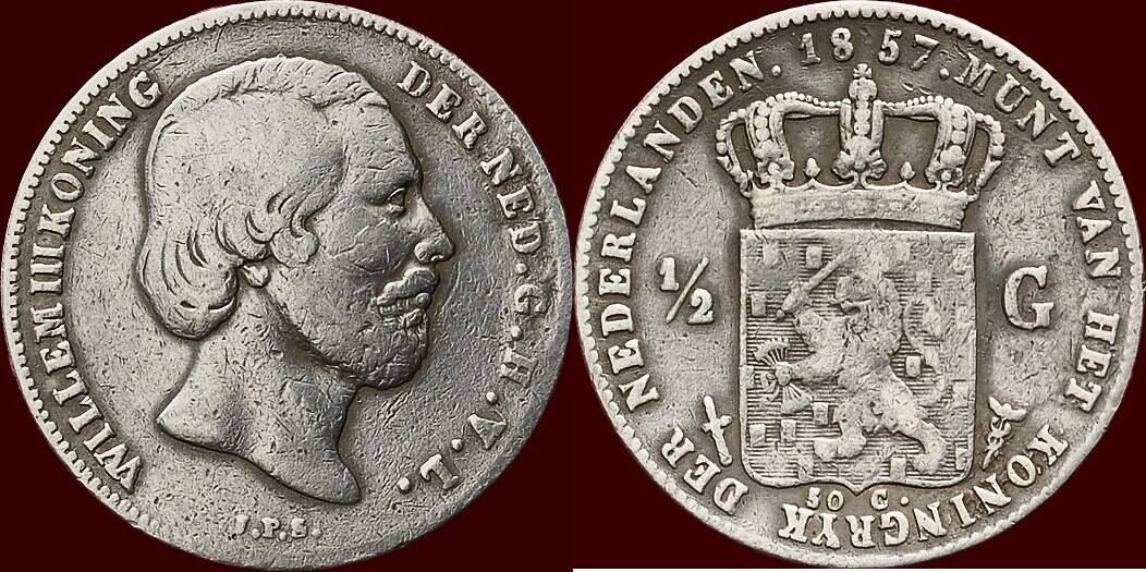 Koninkrijk der Nederlanden ½ Gulden 1857 NEDERLAND (NETHERLANDS ...