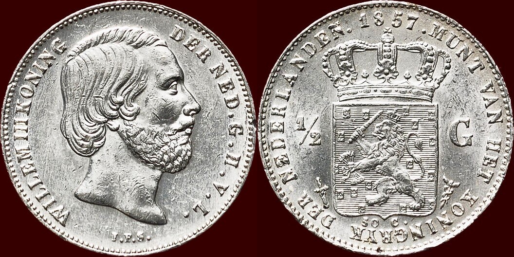 Koninkrijk der Nederlanden ½ Gulden 1857 NEDERLAND (NETHERLANDS ...