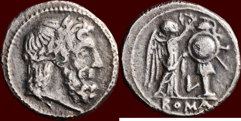 (214-212 BC) ROMAN REPUBLIC - ANONYMOUS - AR Victoriatus, Luceria vf ...