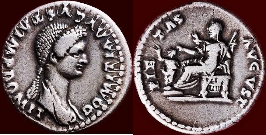 Roman Empire AR Denarius (82-83 AD) DOMITIA LONGINA, WIFE OF DOMITIANUS ...