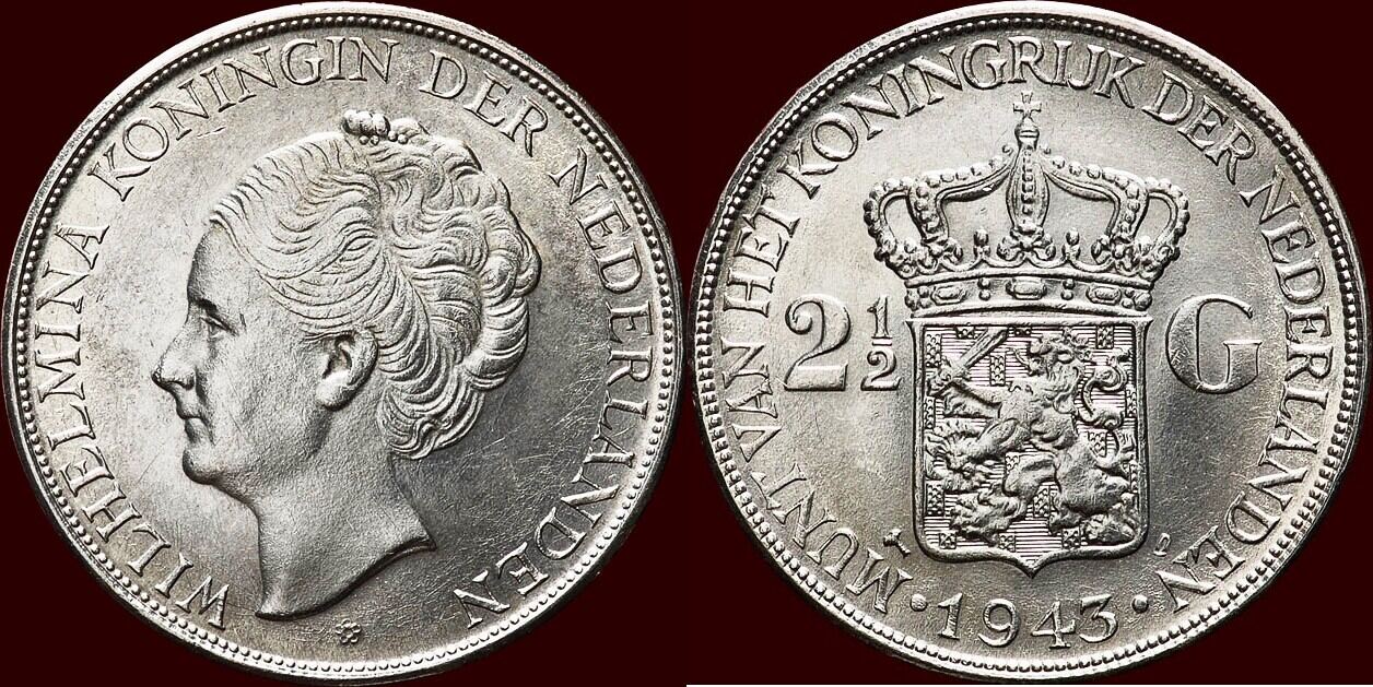 Koninkrijk der Nederlanden 2 ½ Gulden NEDERLAND (NETHERLANDS, KINGDOM) - WILHELMINA, 1890-1948 ...