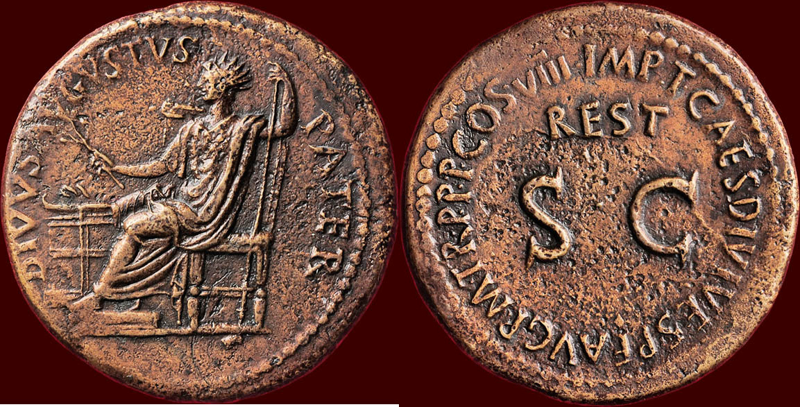 Roman Empire AE Sestertius (80) AUGUSTUS, 27 BC-14 AD - RESTORATION ...