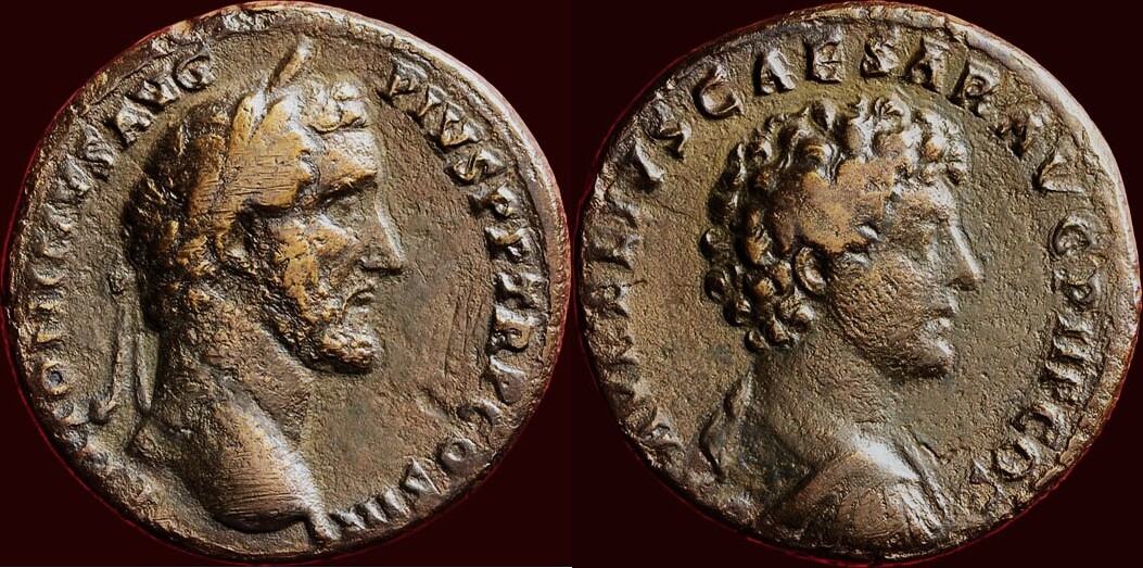Roman Empire AE Sestertius (141) ANTONINUS PIUS, 138-161 & MARCUS ...