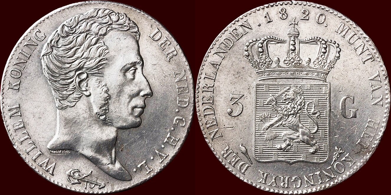 Koninkrijk der Nederlanden 3 Gulden NEDERLAND (NETHERLANDS, KINGDOM ...