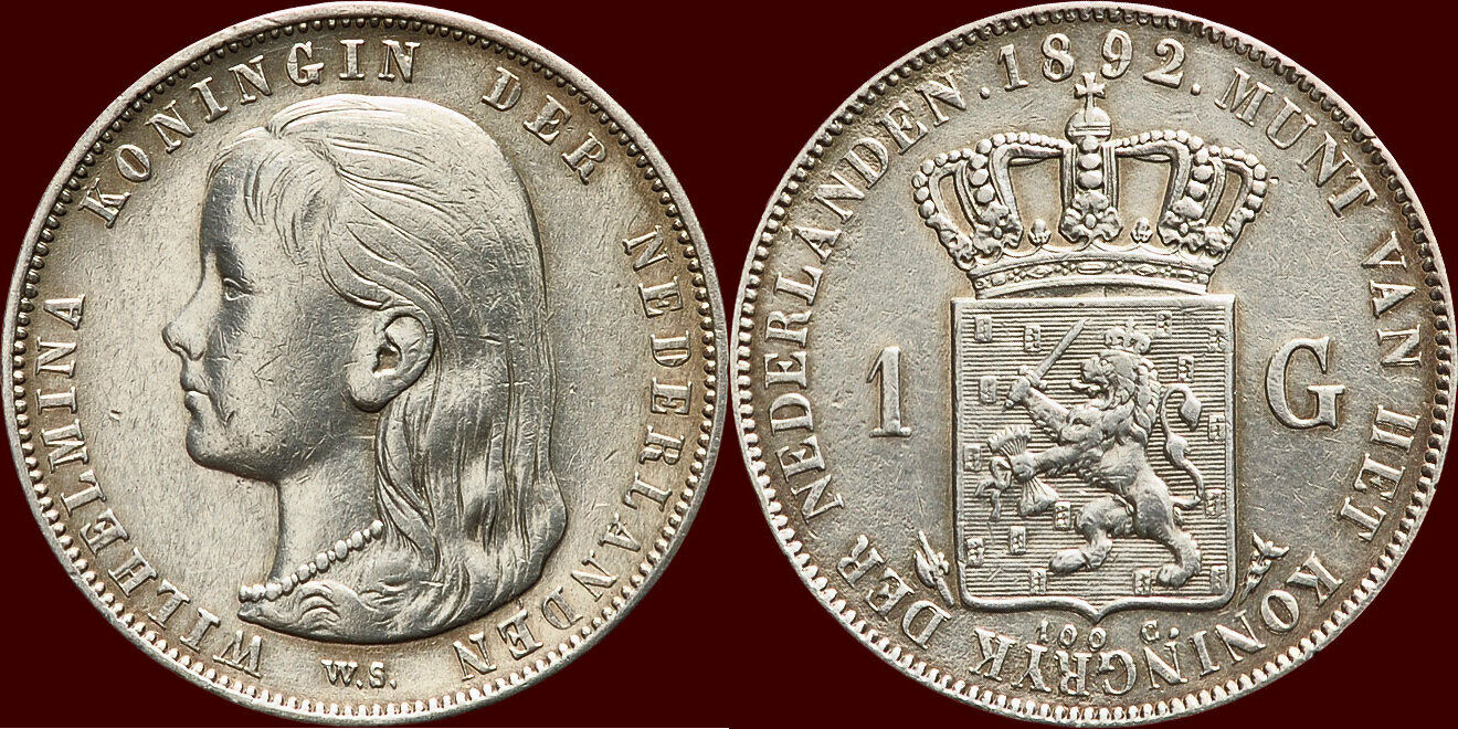Koninkrijk der Nederlanden 1 Gulden 1892 NEDERLAND (NETHERLANDS ...