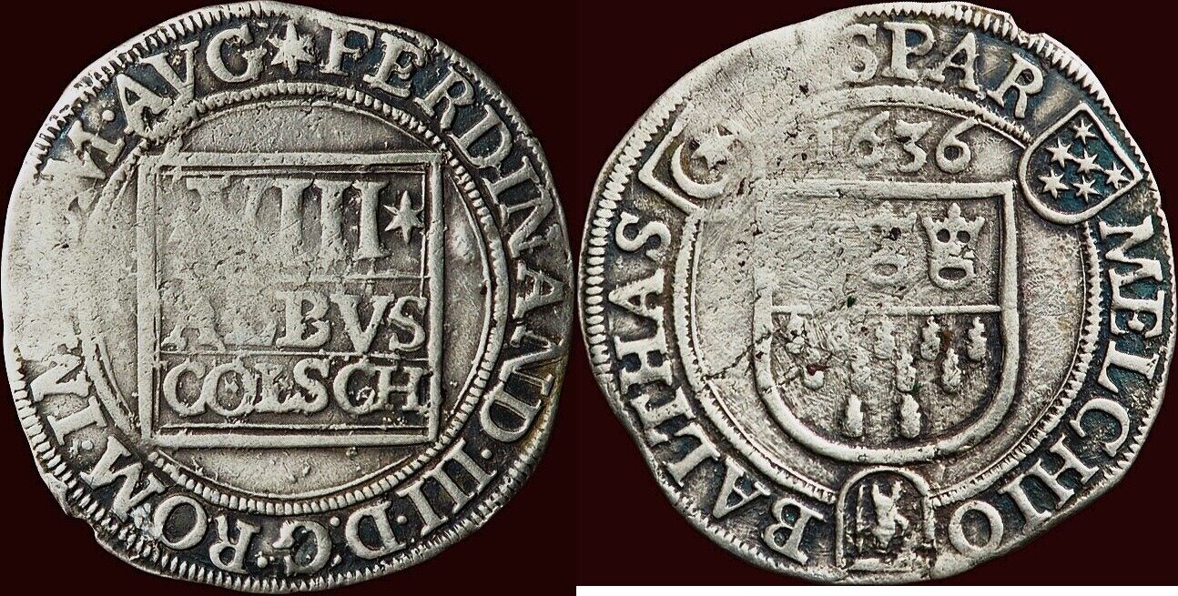 8 Albus 1636 GERMANY - KÖLN, REICHSSTADT - FERDINAND II, 1619-1637 - vf ...