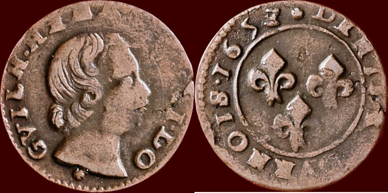 Denier 1653 FRANCE - ORANGE, PRINCIPALITY - GUILLAUME-HENRI OF ORANGE ...