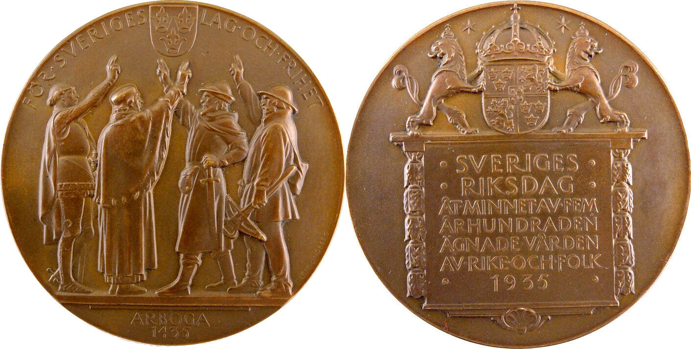 Schweden Bronzemedaille 1935 500-Jahrfeier der Gründung des Riksdag UNC ...