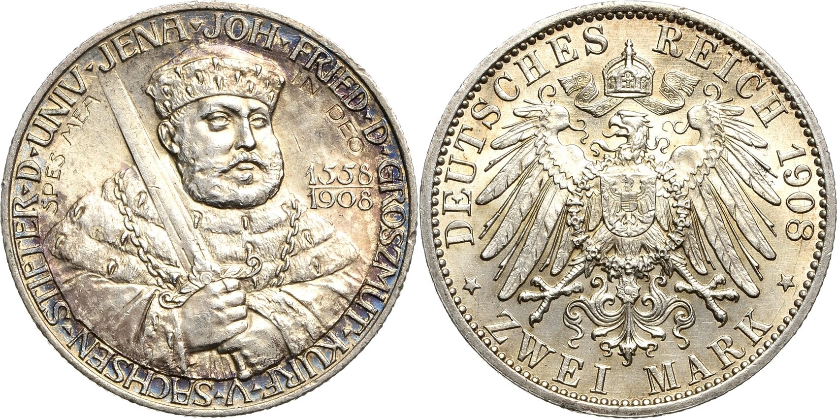Sachsen-Weimar-Eisenach 2 Mark 1908 Wilhelm Ernst 1901-1918 Kl ...