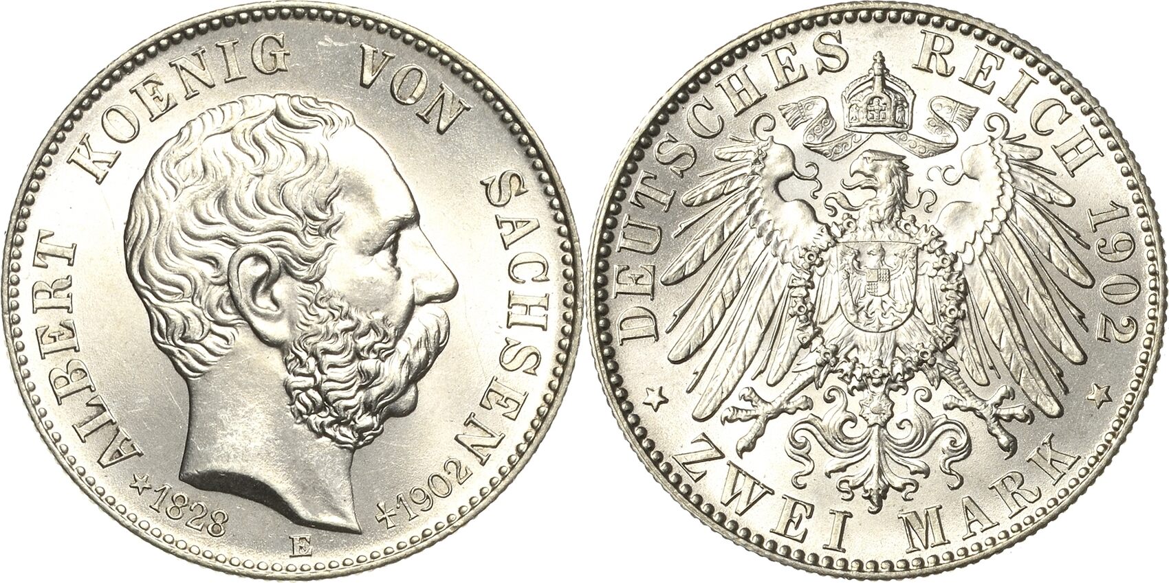 Sachsen 2 Mark 1902 Albert 1873-1902 Winzige Kratzer, CH UNC | MA-Shops