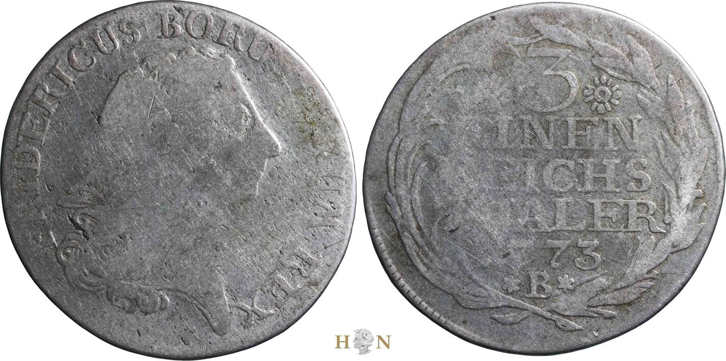 German States 1/3 Reichsthaler 1773 Kingdom of Prussia, Frederick II ...