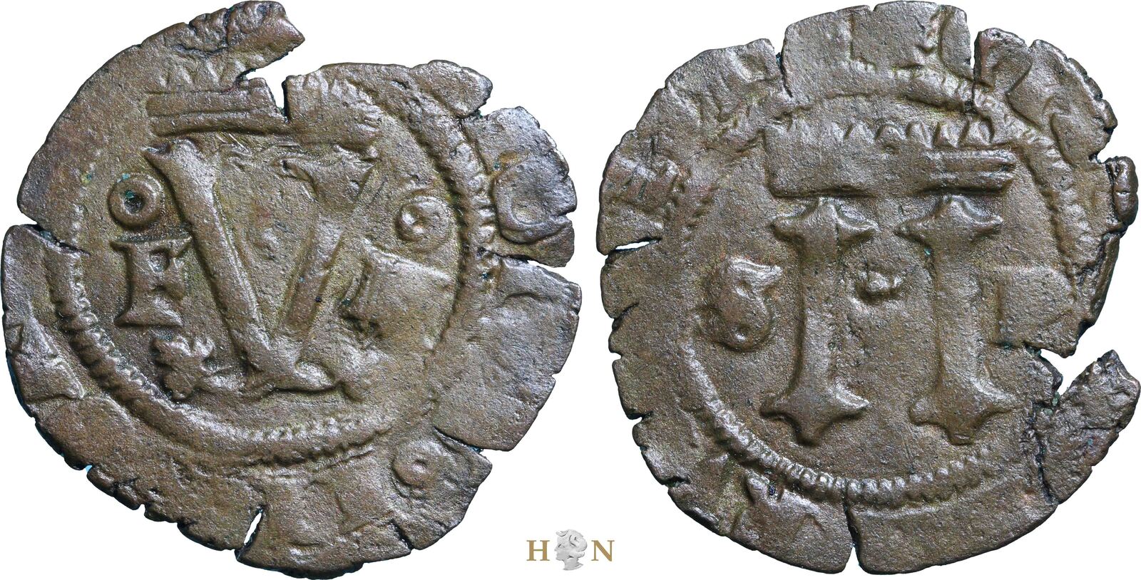 Spain 4 maravedis (1542-1564 AD) Spanish Colonia, Carlos I & Juana ...