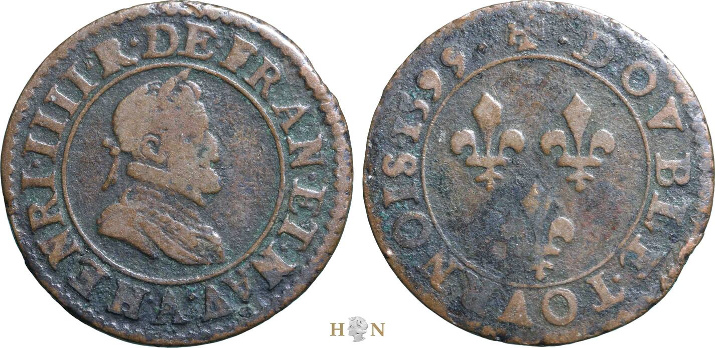 France double tournois 1599 AD Henry IV (1589-1610), Paris, rare, VF ...