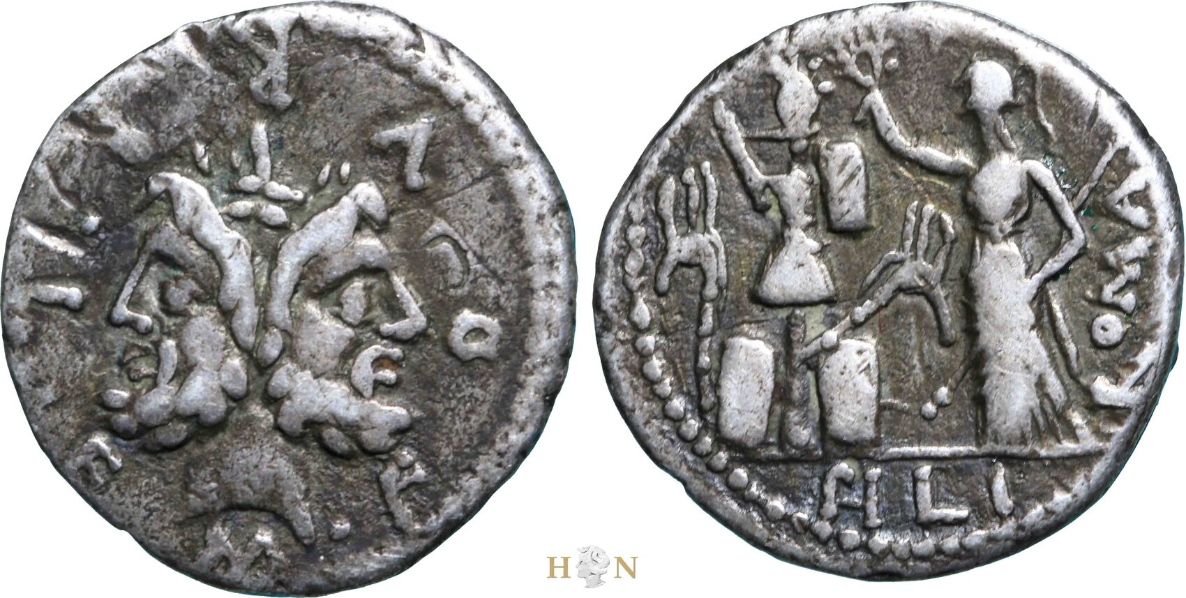 Roman Republic denarius 119 BC M. Furius L.f. Philus, Rome, VF | MA-Shops