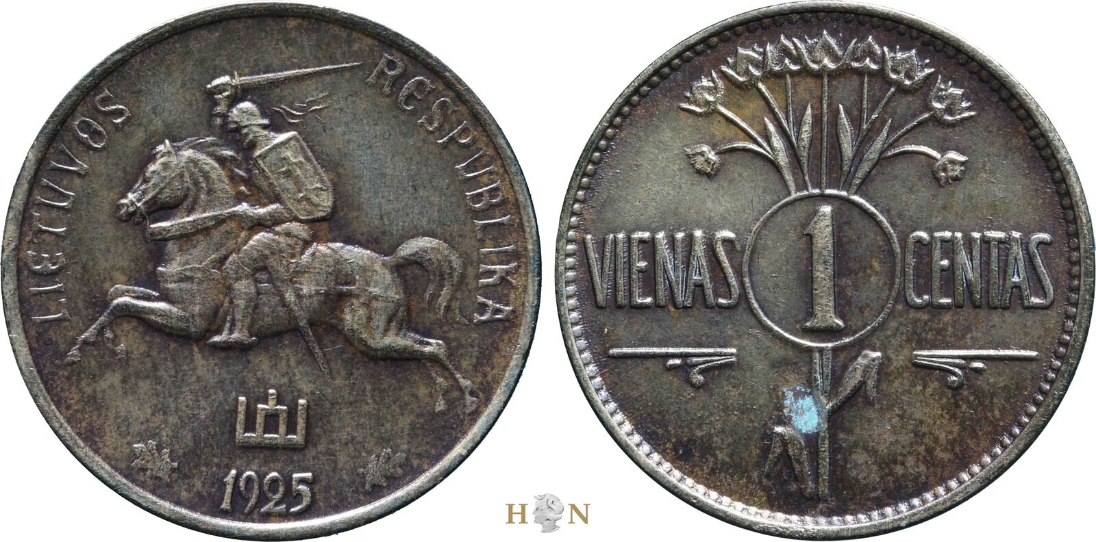 Lithuania 1 centas 1925 AD Republic, Birmingham, UNC- | MA-Shops