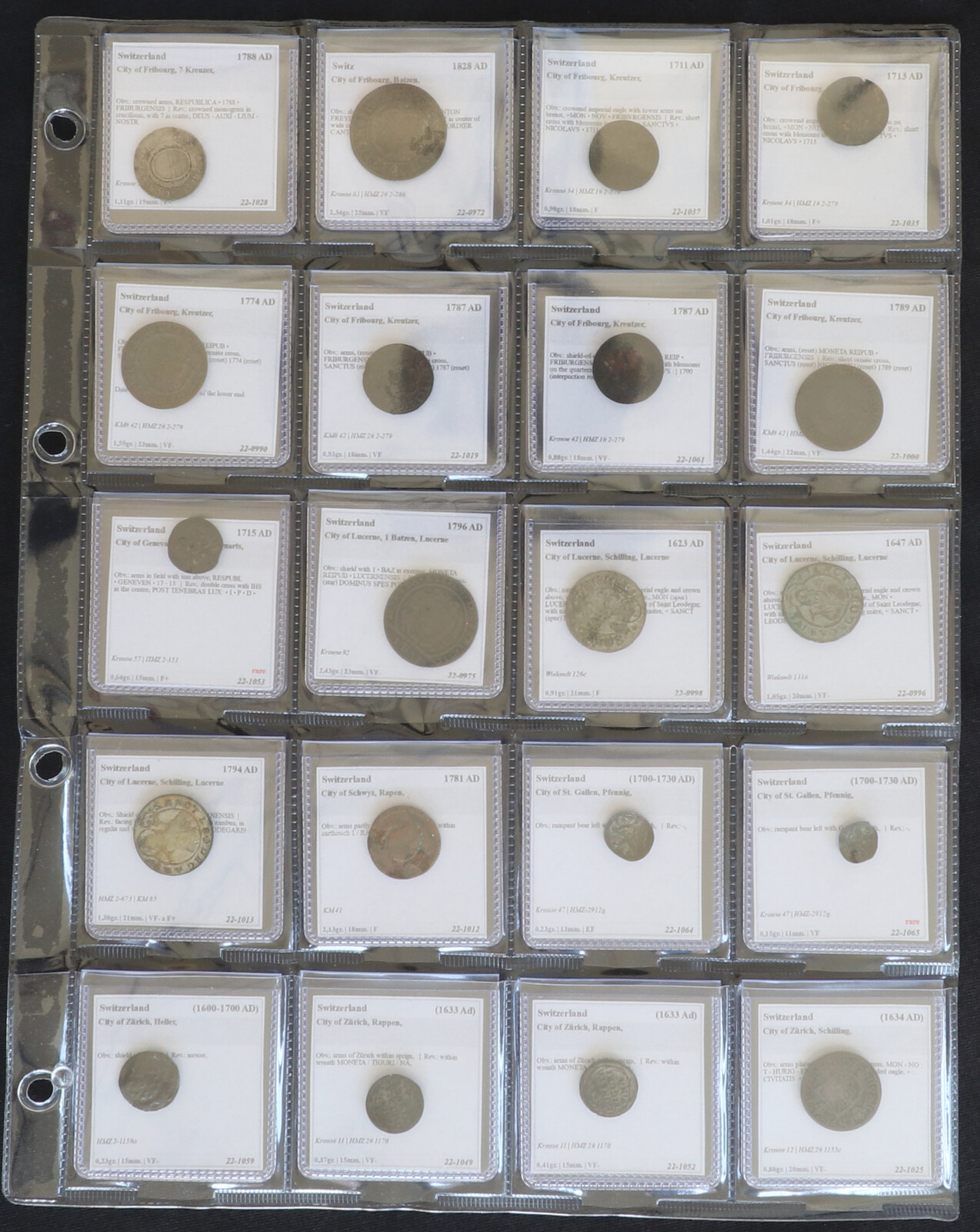 Switserland Several 1425-1846 AD Loft with 73 coins of Switzerland ...
