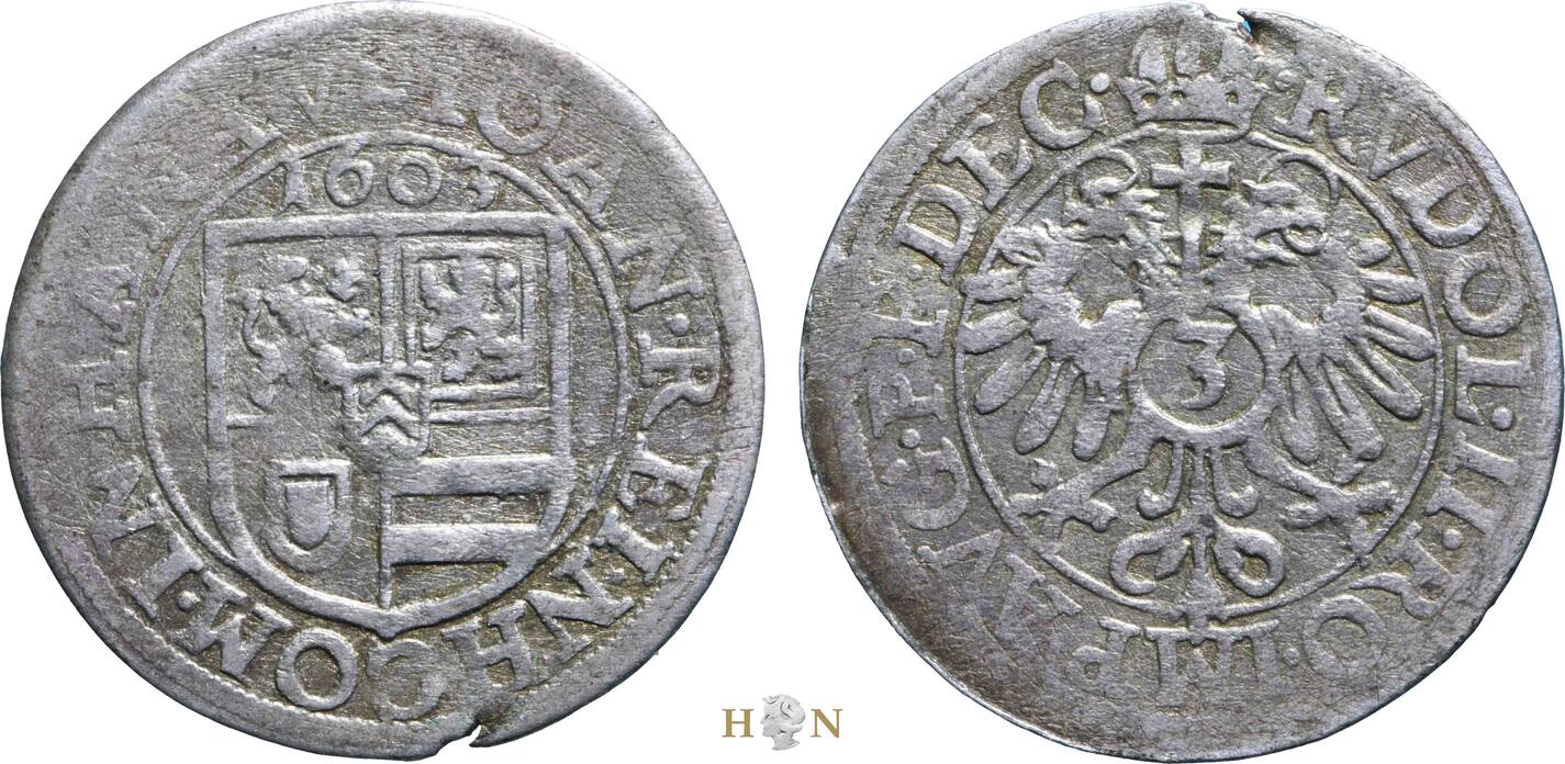 Germany 3 Kreuzer 1603 AD Hanau-Lichtenberg, John Reinhard I (1599-1625 ...
