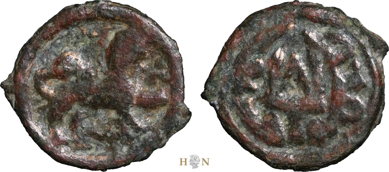 Chach | Sogdiana AE cash 600-700 AD king Tarnavch, rare, VF | MA-Shops