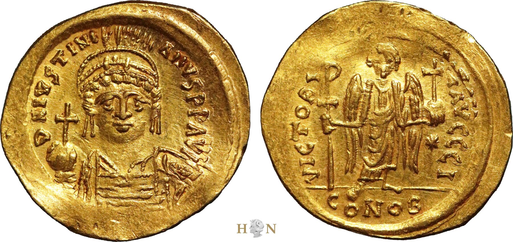 Byzantine Empire solidus 574-578 AD Justinian (527-565), Constantinople ...
