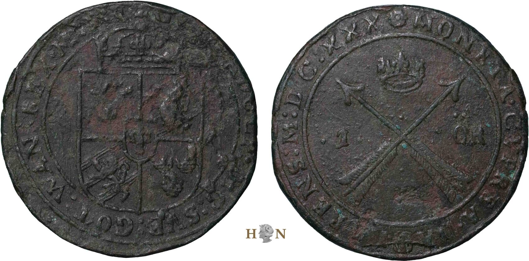 Sweden 1 öre 1630 AD Gustav II Adolf (1611-1632), Säter, VF | MA-Shops