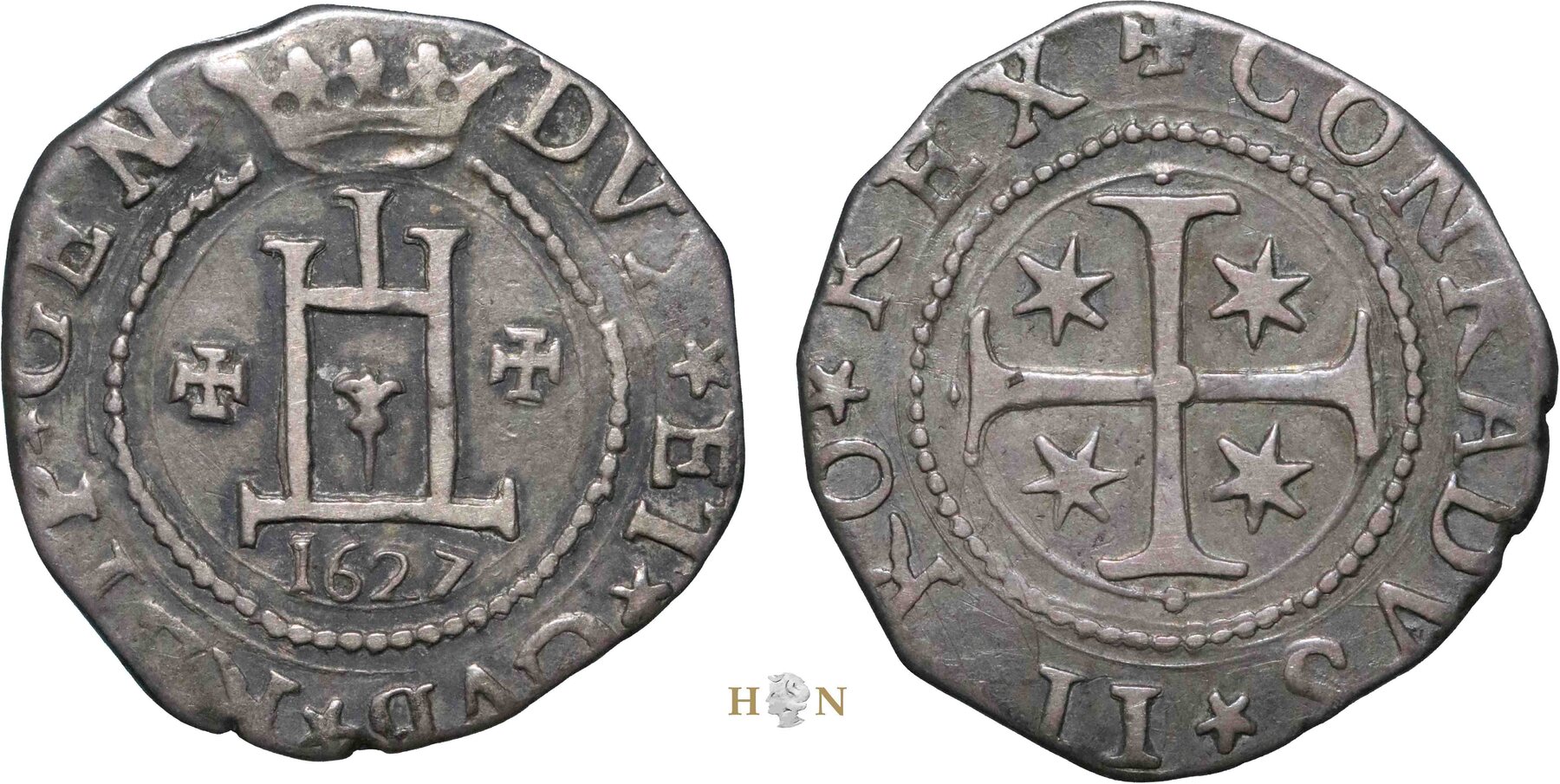 Italy 1/8 scudo 1627 AD Republic Genua, rare, VF+ | MA-Shops