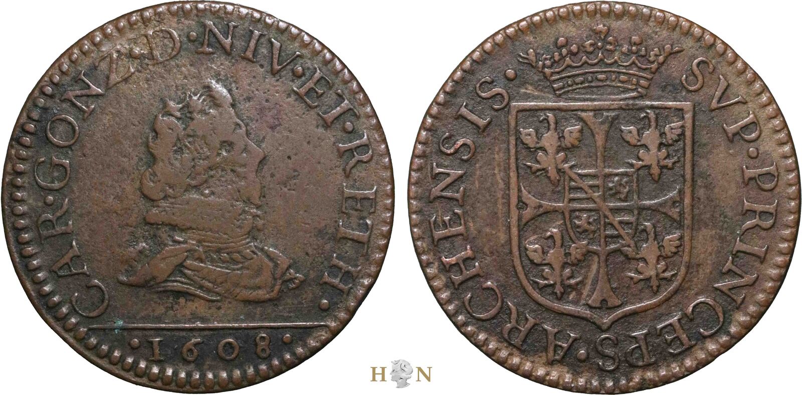 Feudal France liard 1608 AD Principality of Arches-Charleville, Charles ...