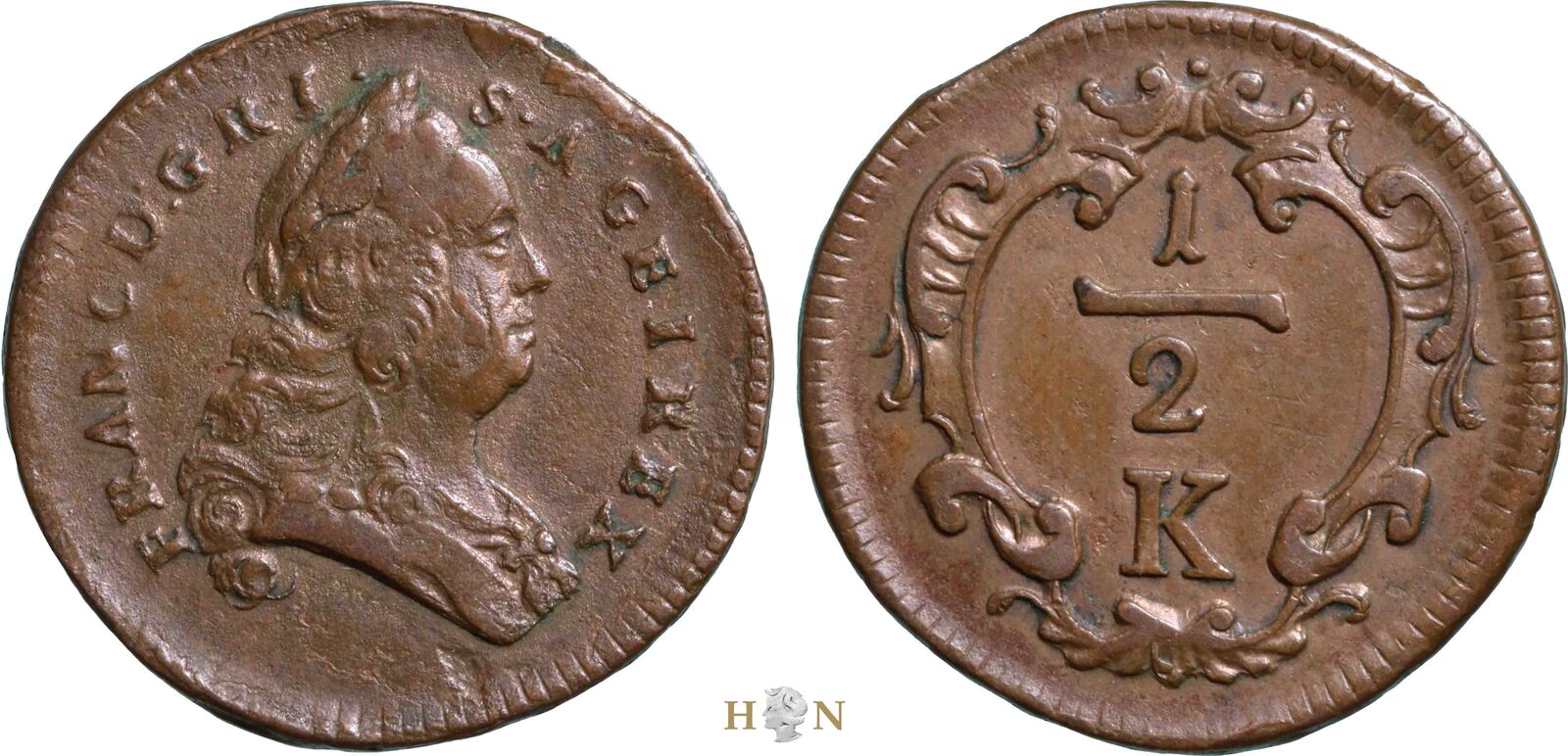 Austria 1/2 kreuzer n.d. (1760 AD) Franz I (1745-1765), VF / VF+ | MA-Shops