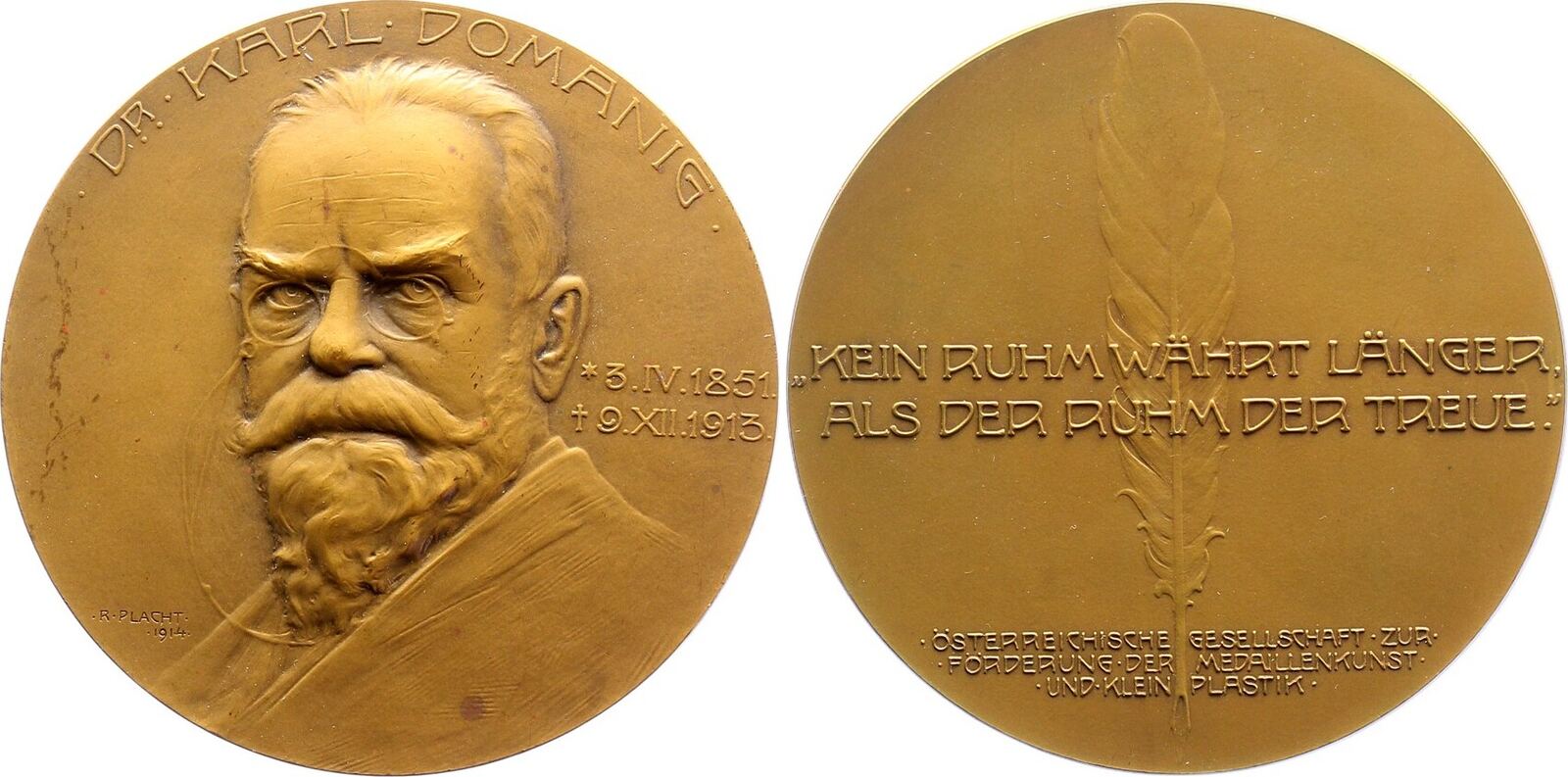 Numismatik Bronzemedaille 1914 Domanig, Karl *1851 Sterzing, +1913 St ...