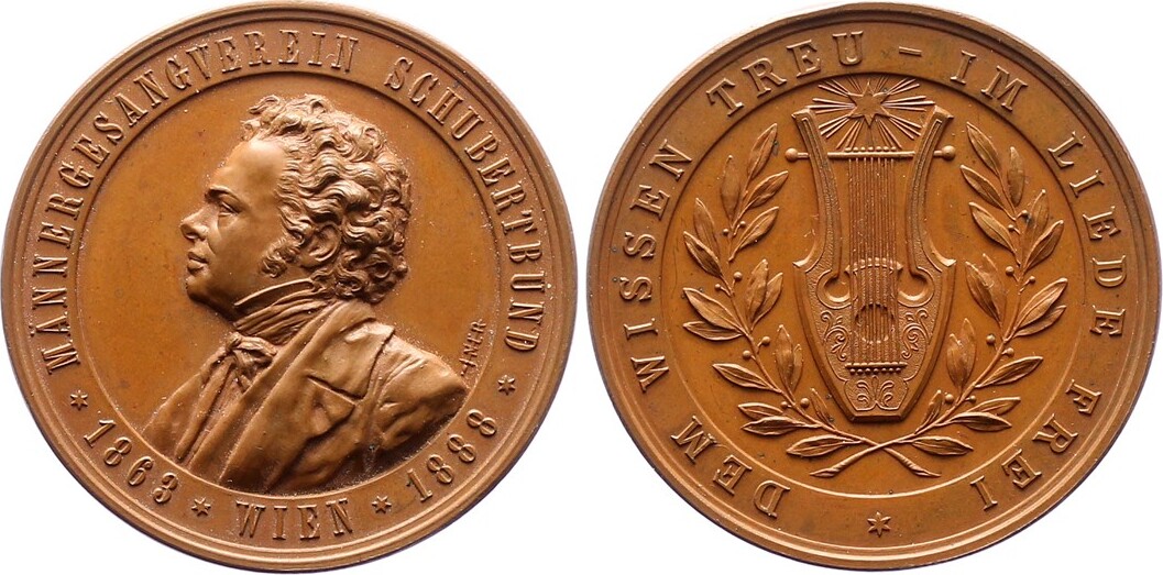 Musiker Bronzemedaille 1888 Schubert, Franz Peter *1797 Lichtenthal bei ...