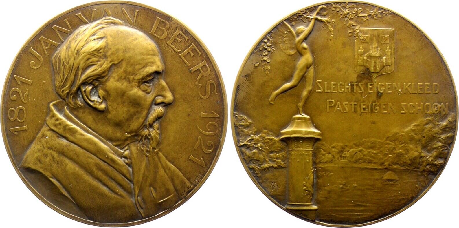 Personenmedaillen Bronzemedaille 1921 Beers, Jan Van *1852 Lier bei ...