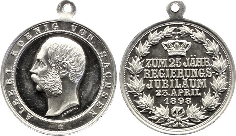 Sachsen-Albertinische Linie Krone 1898 Albert 1873-1902. Mitgeprägte ...