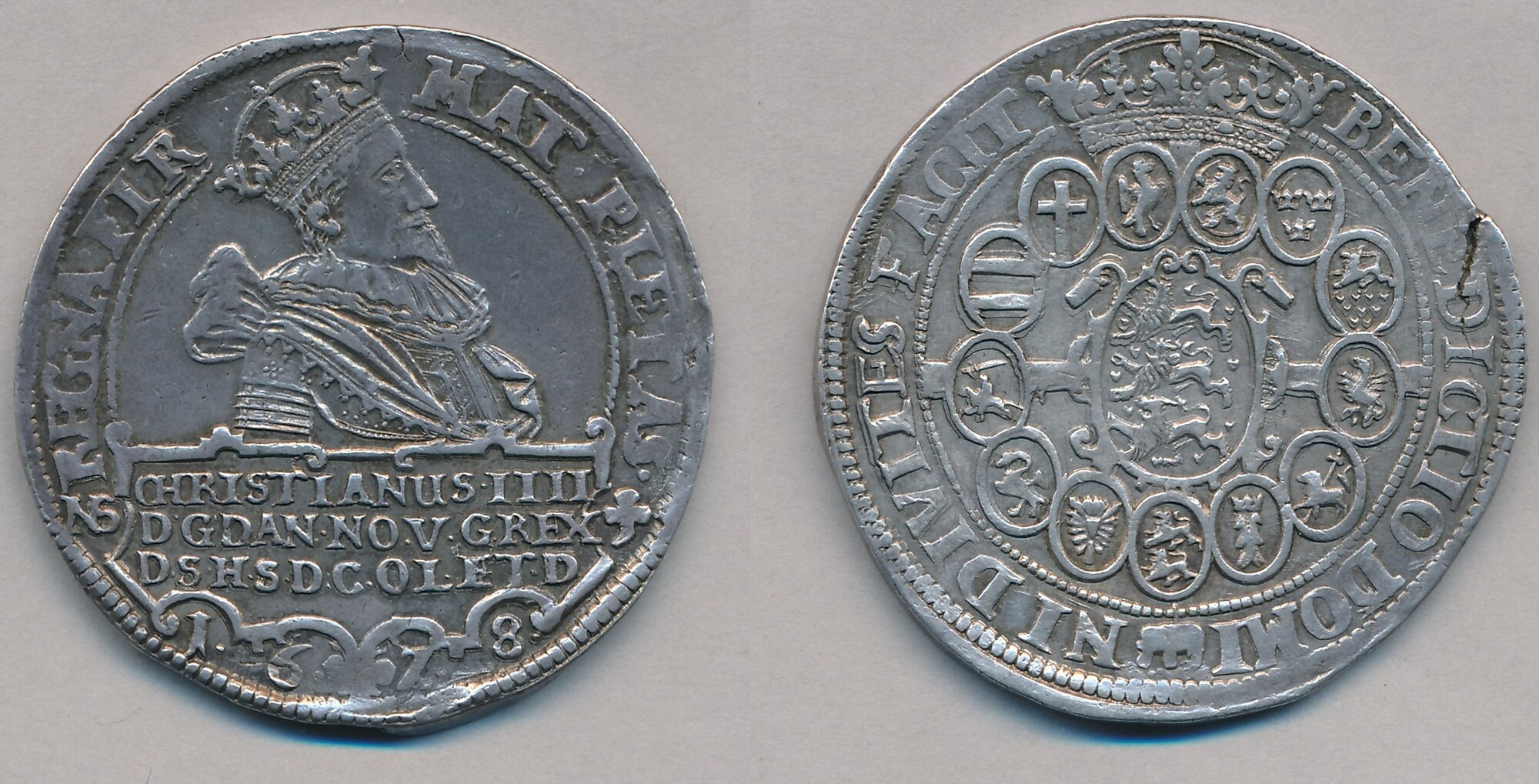 Denmark 1 Species 1628 Christian IV, H 55A, small crack VF | MA-Shops