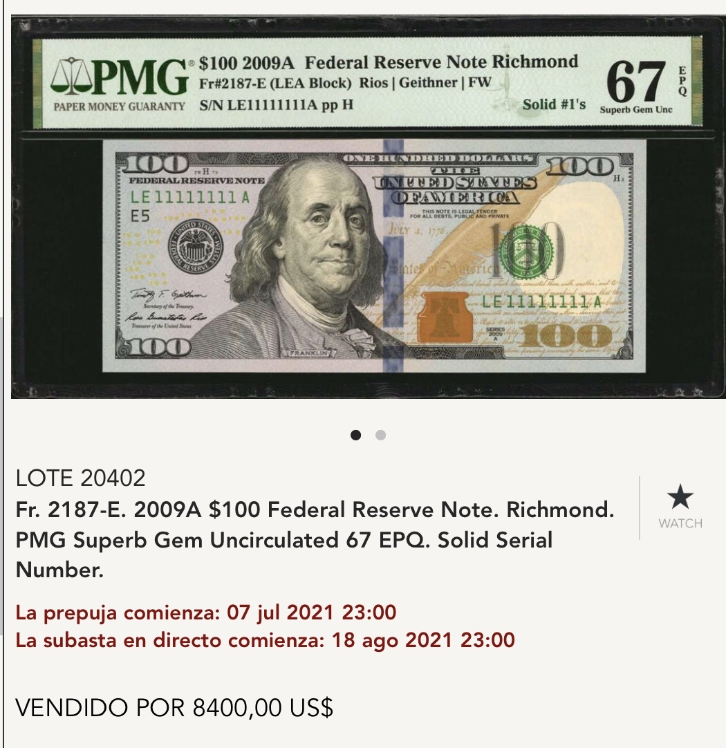 United States 100 Dollars 2017 Solid Serial Number 44444444! Incredible ...