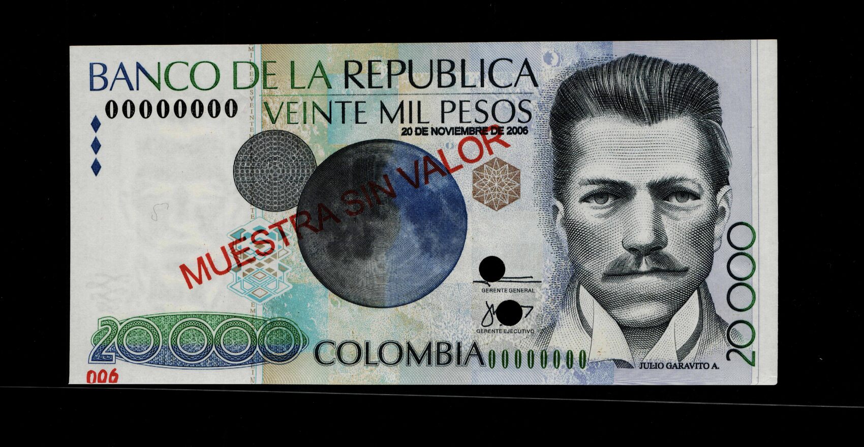 Colombia 20000 Pesos 2006 Specimen Uncirculated MA Shops colombia-20000-pesos-2006-specimen-uncirculated-ma-shops