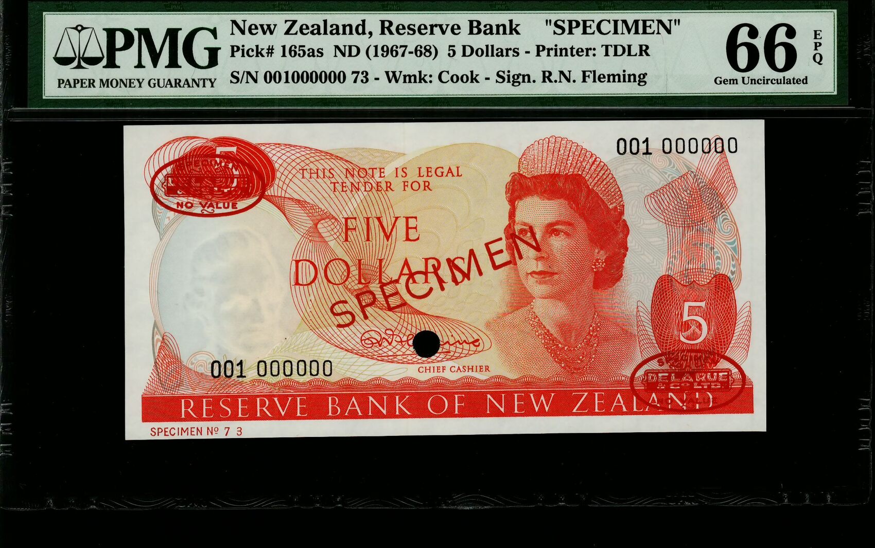 New Zealand 5 Dollars 1967 Specimen PMG 66 EPQ | MA-Shops
