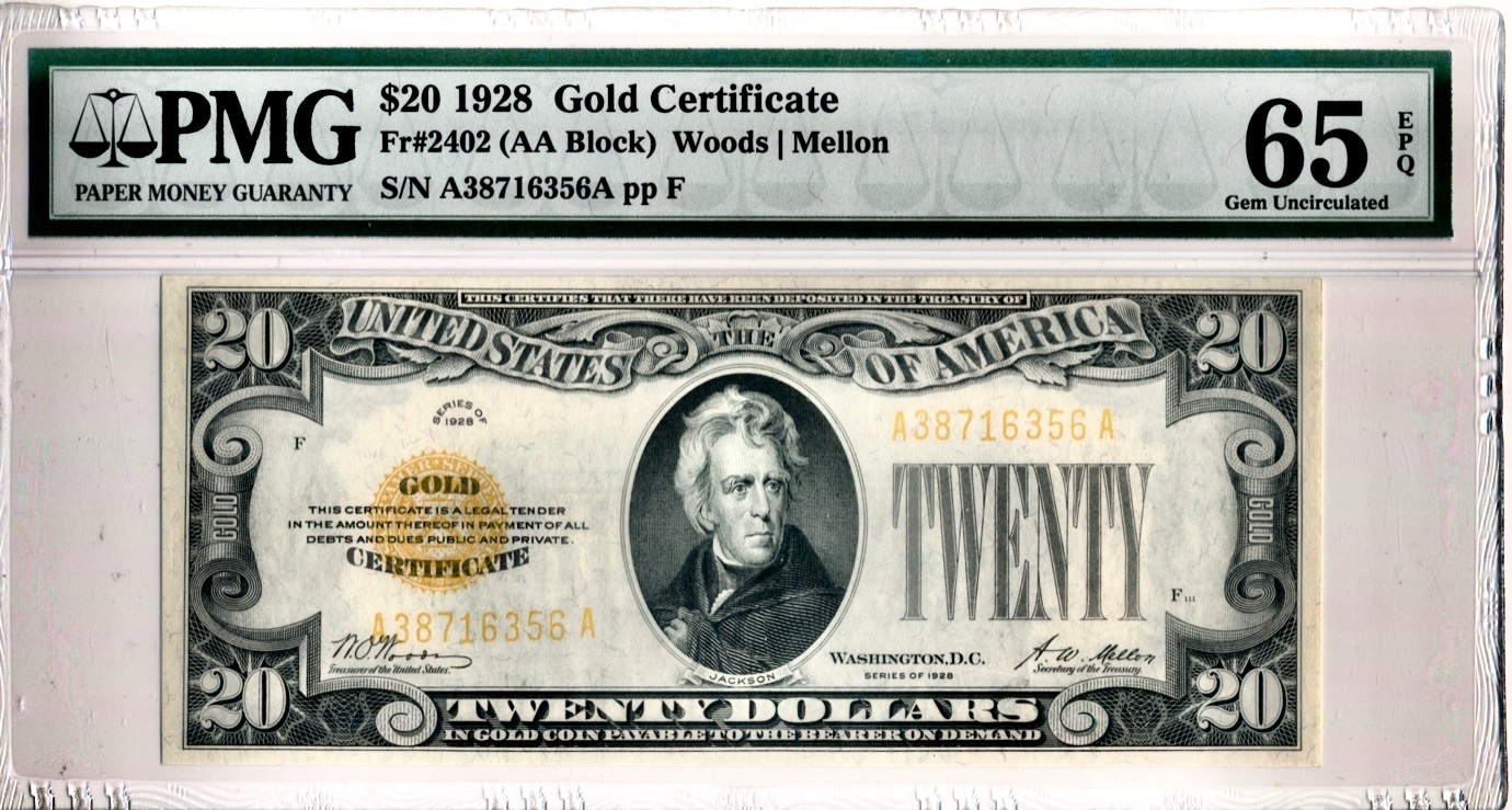 United States 20 Dollars Gold 1928 Stunning and Scarce note in this ...