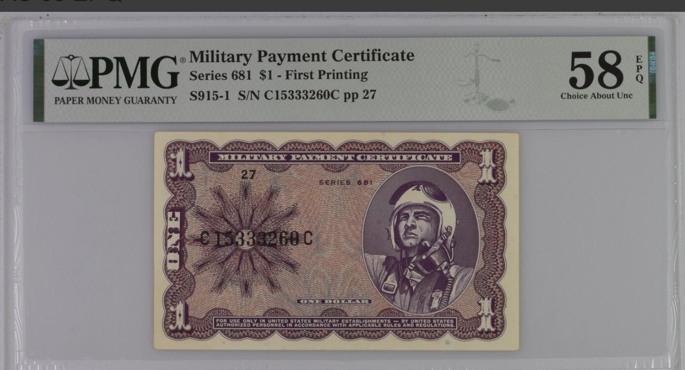United States 1 Dollar Series 681 Military Payment Certificate. First ...
