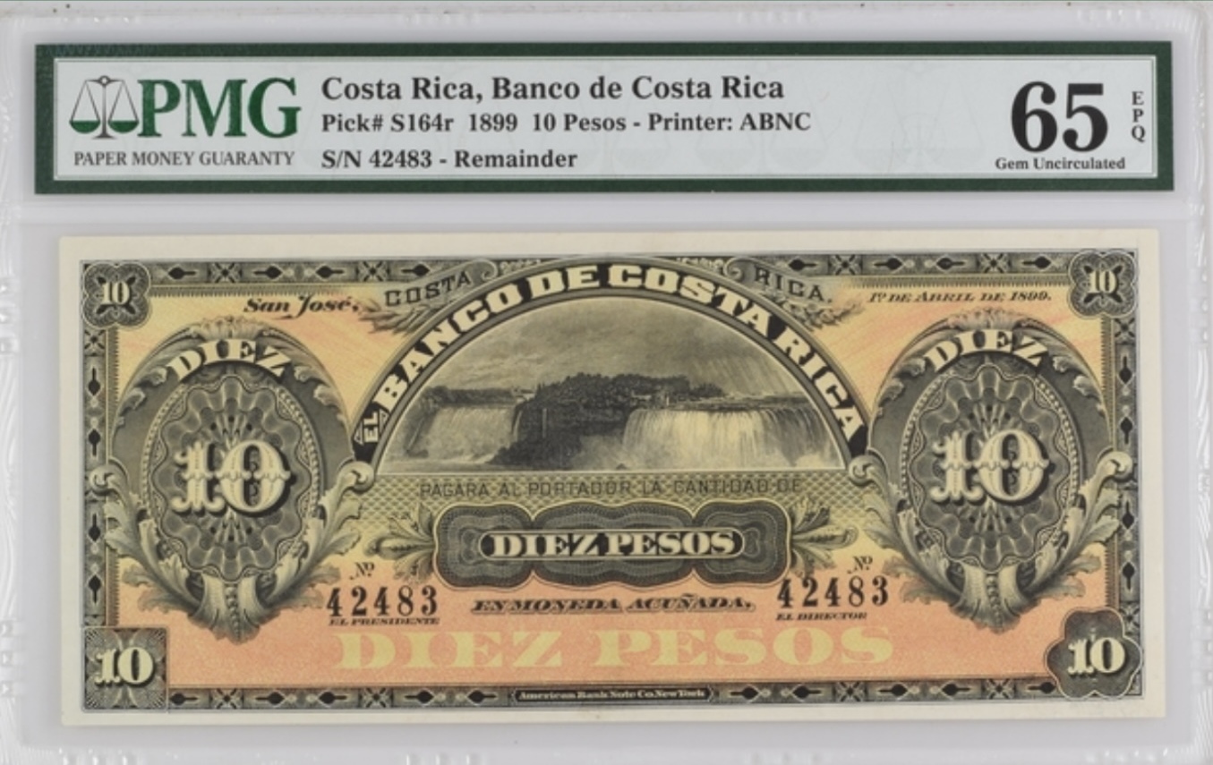 COSTA RICA 10 PESOS 1899 Very nice note PMG 65 EPQ | MA-Shops