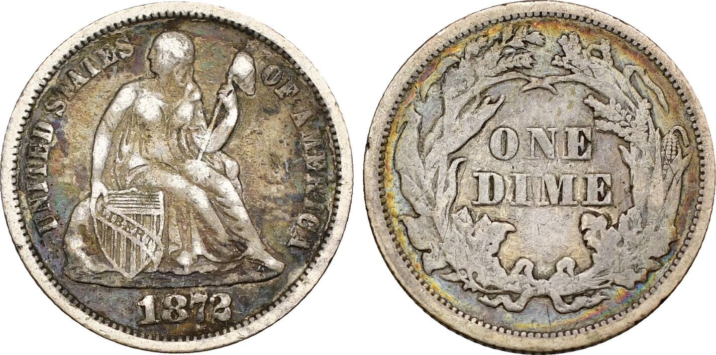États-Unis One Dime 1872 F+ | MA-Shops