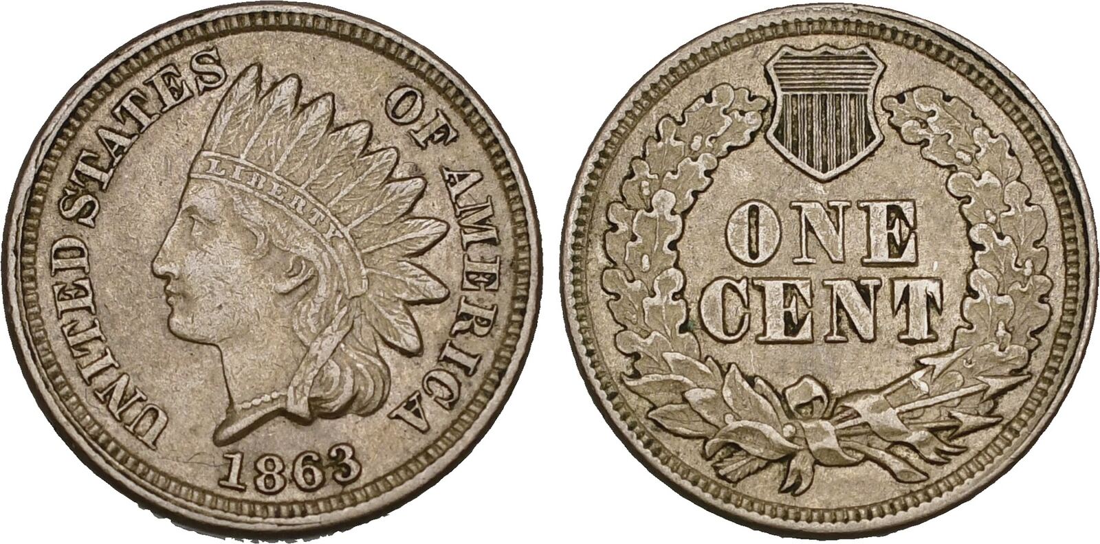 USA One cent Indian Head 1863 VF | MA-Shops