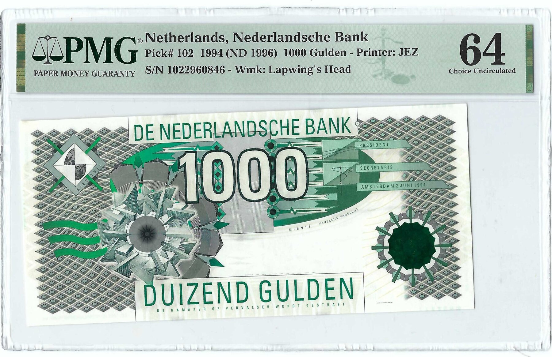 Nederland 1000 Gulden 1994 (ND 1996) PMG 64 | MA-Shops