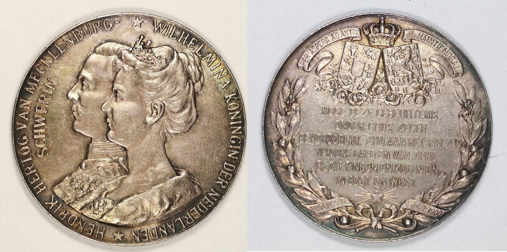 Nederland Penning 1900 Verloving van kon. Wilhelmina met Hendrik ...