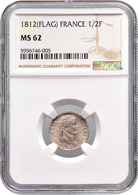 The Netherlands 1812 Utrecht 1/2 franc 1812U Napoleon I NGC MS 62 Vrijwel BU | MA-Shops