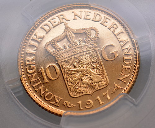 The Netherlands 10 gulden goud 1917 Wilhelmina PCGS PR 64 DEEP CAMEO ...