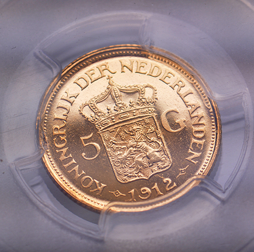 The Netherlands 5 gulden goud 1912 Wilhelmina PCGS PR 63 Proof | MA-Shops