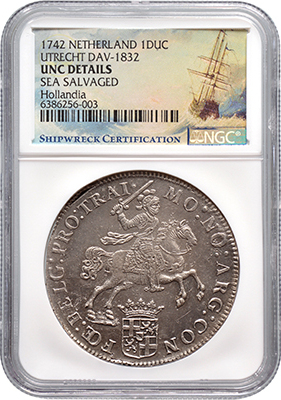 The Netherlands Silver rider Utrecht 1742 – Hollandia NGC Shipwreck graded | MA-Shops