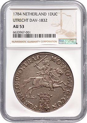 The Netherlands Zilveren rijder of dukaton Utrecht 1784 NGC AU 53 aEF ...